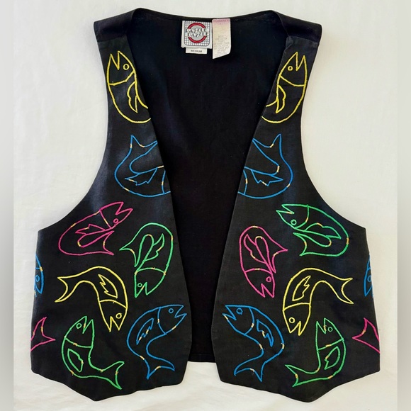 Razzle Dazzle | Jackets & Coats | Vintage 98s Razzle Dazzle Embroidered Fish Vest | Poshmark